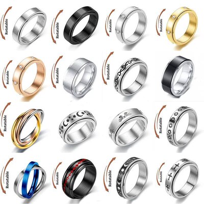 Anti Sress Anxiety Fidget Spinner Couple Rings Rotate Freely