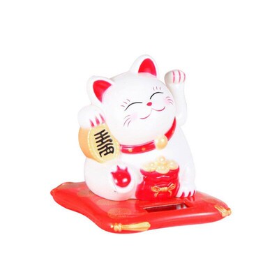 Solar Powered Maneki Neko Waving Arm Beckoning Fortune Cat L