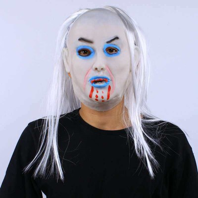 Mask horror mask Ghost mask White haired witch mask Spooky G