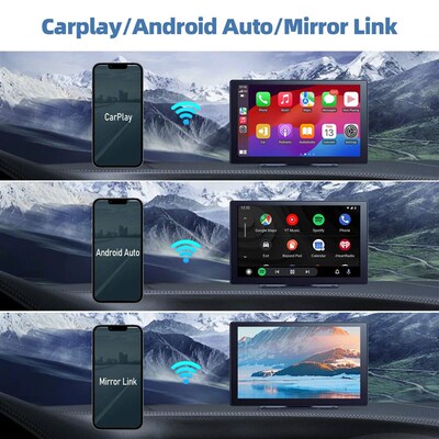9 Inches Portable Wireless CarPlay with 4K Dash Cam with 64G