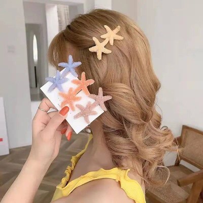 CN Sweet Romantic Candy Color Crystal Starfish Hairclip Cand