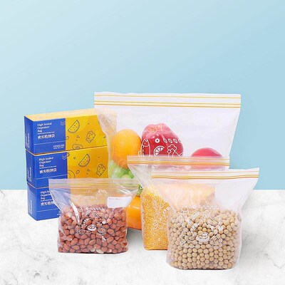 Dual-seal food storage and freshness bags, double-line seala
