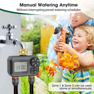 Newest 2-Way Dual Digital Water Timer Programmable Intellige