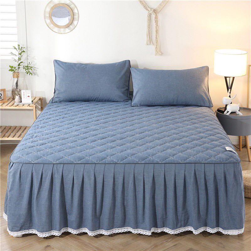 Pure tton Thickened Washed tton Bed Skirt Bed ver Ruffled No