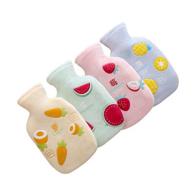 Plush cover hand warmer, cartoon fruit design, rubber hot wa