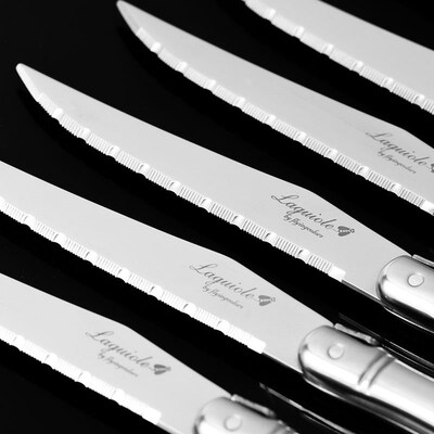 Laguiole Steak Knife set Stainless Steel Dinner Knives Silve