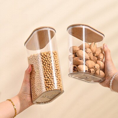 Rectangle Clear Storage Jars with Bamboo Lids For Sugar Coff