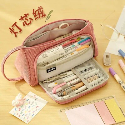 Corduroy Cute Pencil Case Macaron Colors Pencilcase Pencil B