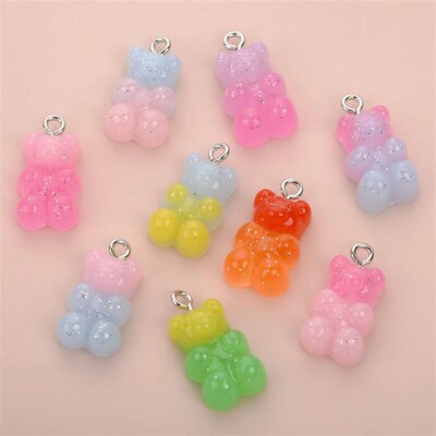10pcs 22X11mm Candy Color Gummy Mini Bear Charms for Making