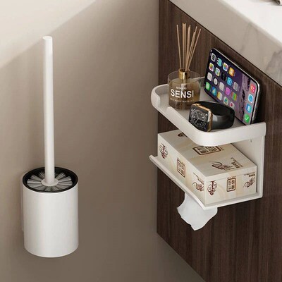 Bathroom Toilet Brush Holder Cleaning Tools Space Aluminum W