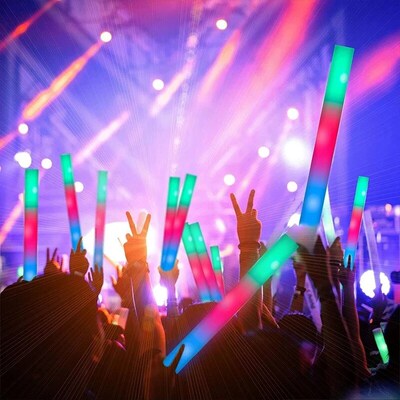 15/30Pcs LED Foam Sticks Flashing Glow Batons Cheer Tube for