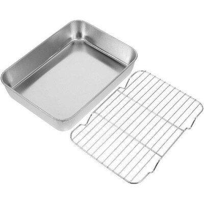 Cooking Grill Pan with Grid Cooling Rack Baking for Oven