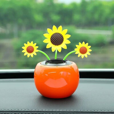 1 Pc Solar Powered Dancing Flower Car Dashboard Ornaments Sw