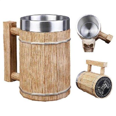 Barrel Beer Mug Vintage Coffee Mug With Handle 600ml Double