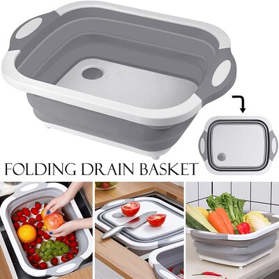 Folding Cutting Board Multifunctional Collapsible Sink Drain