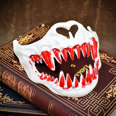Half Face Japanee Mak Halloween Evil Devil Party Mak Toy Dem