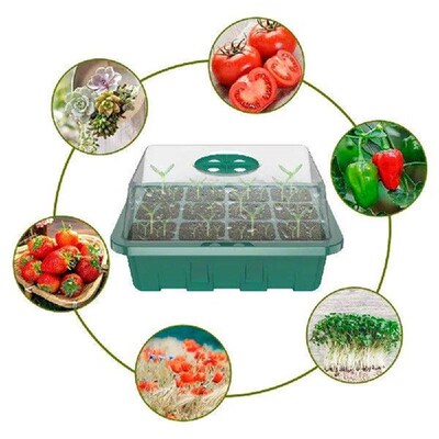 New 12 Cells Seed Tray Seedling Starter Trays Garden Plant