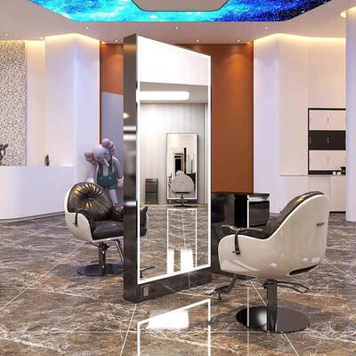 网红美发店镜子发廊专用端985剪镜台理发高店单双面带灯挂墙落发