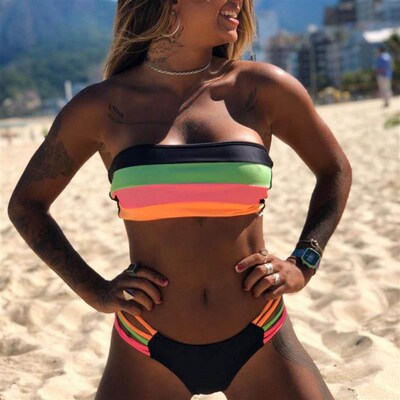 Womens swimsuit popular split piece fabric patchwork
