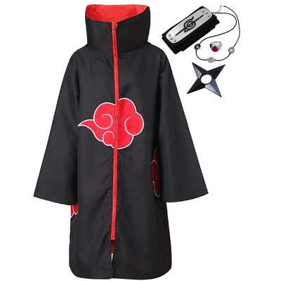Akatuki Uchiha Itachi Cloak for Kid Adult Long Black Robe Ca