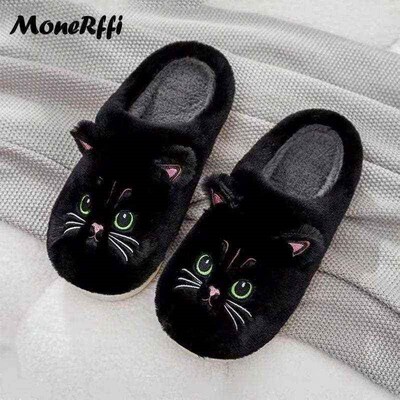 Couple Winter Home Slippers Women Shoes Cute Cartoon Cat Sl0