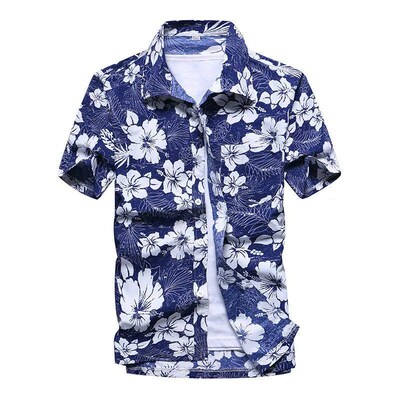 2023 Casual Floral Beach Mens Shirt Summer Short Sleeve Haw