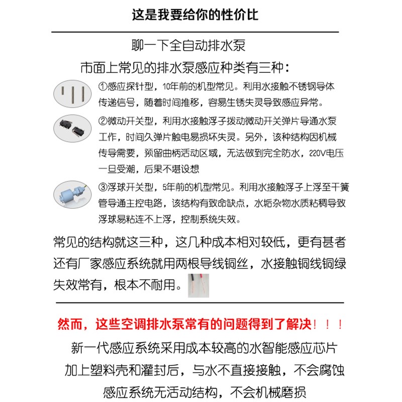 2024新款中央空调排水泵风机盘管冷凝水提升泵风管机全自动潜水泵