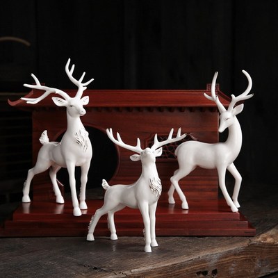 陶瓷招财鹿摆件灵鹿献瑞客厅家居饰品电视柜酒柜摆件办公室装饰