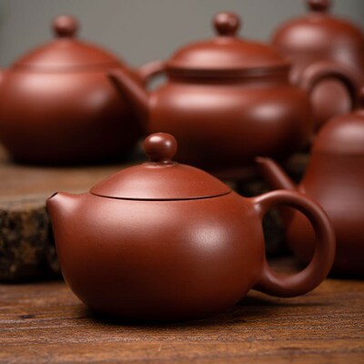 GZ6M潮州纯手工手拉壶张景雅朱泥壶西施壶 紫砂壶水平壶直嘴梨壶