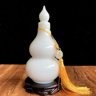 天然白玉空心葫芦摆件开业乔迁招财吉祥礼品客厅玄关装饰中式