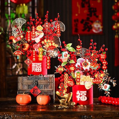 2026新年装饰品氛围布置红果挂件家庭商场景春节过年挂饰福桶摆件