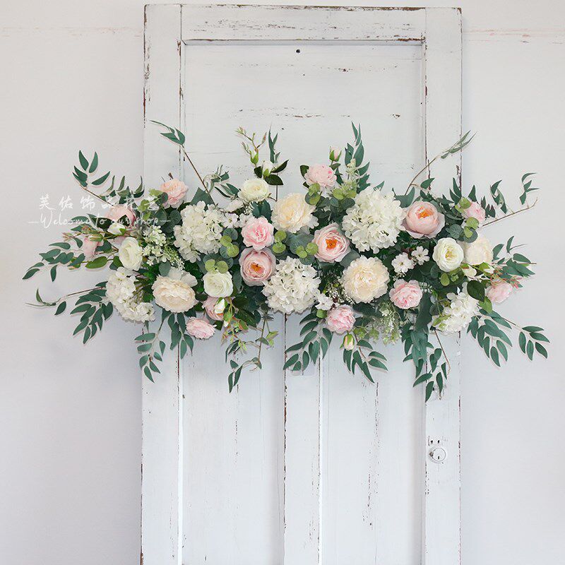 新款仿真花排婚礼背景墙拱门布置挂排花商业美陈橱窗门头装饰绢花