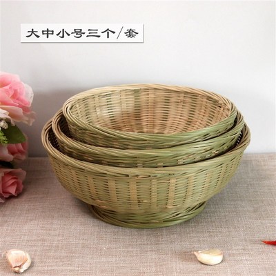 竹编馍筐馒头筐厨房鸡蛋收纳篮筐编织迷你手工竹框子小篮菜筐竹篮