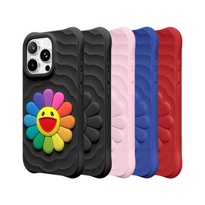 水波纹村上隆太阳花FLOWERS苹果17Promax适用于iPhone16Promax手机壳15pro艺术家14Pro潮牌13磁吸液态软壳