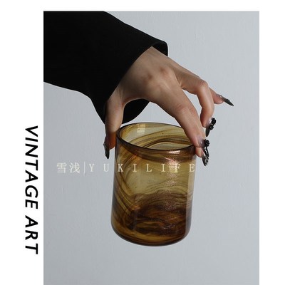 玉连环影相透彻 乱雪繁华千万重中古金丝线工艺玻璃杯酒杯水杯