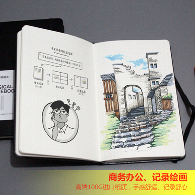 罗格夫 Moleskine型记事本读书日记本传奇绑带笔记本可印定制LOGO