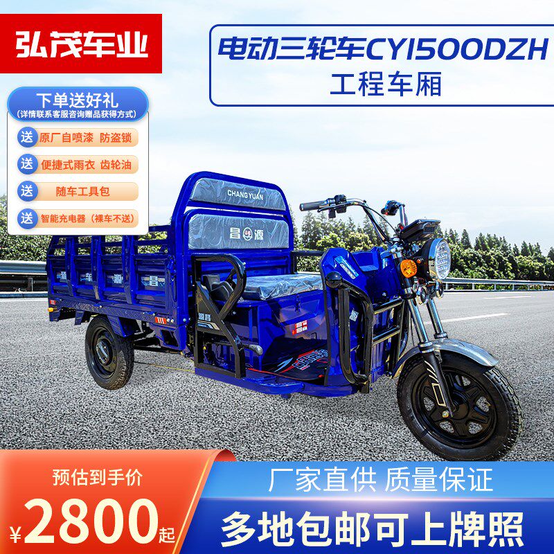 常州电动三轮车可上牌国标快递拉货家用农用摆摊载货载重王电瓶车