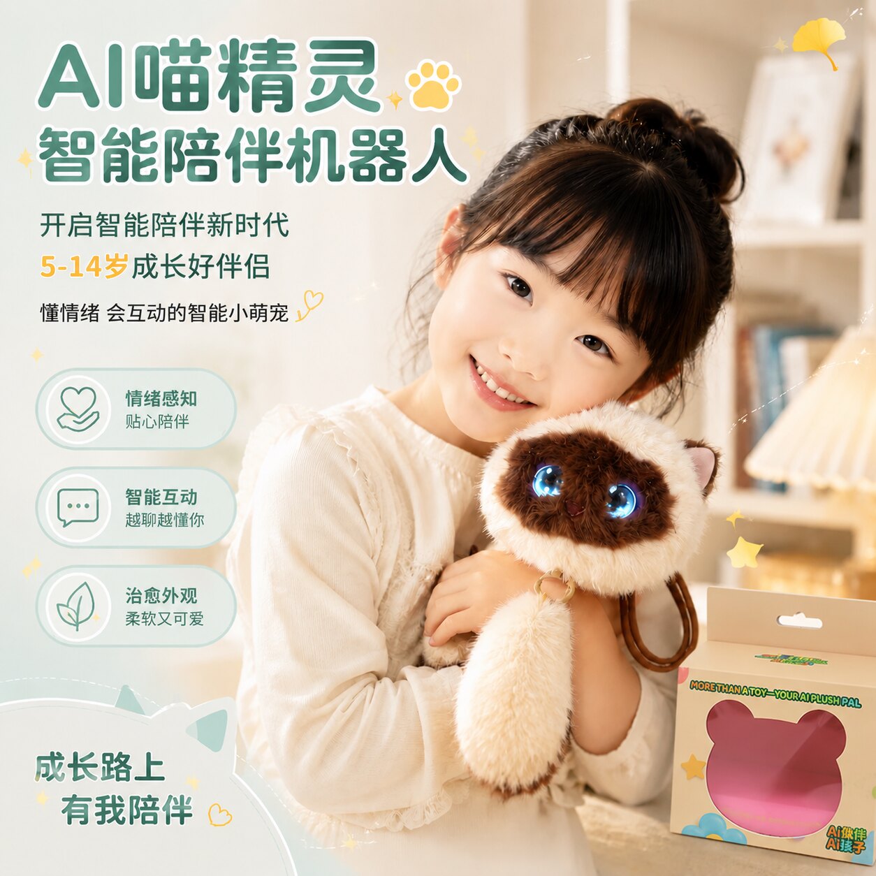 ai喵精灵智能机器人儿童电子宠物陪伴对话豆包小挂件玩具生日礼物