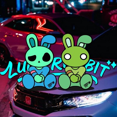 招吉兔汽车贴纸个性创意卡通兔子车身划痕贴兔年电动车反光装饰贴
