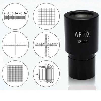 生物显微镜广角分划板目镜10X/18大视场带测微尺通用标准口23.2mm