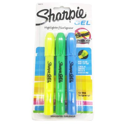 美国Sharpie锐意果冻萤光笔彩色划重点记号黄绿蓝3色套装1803278