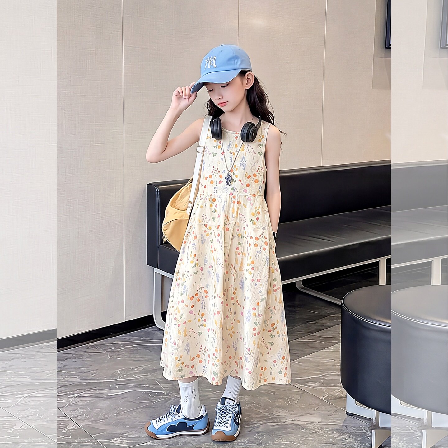 女童碎花连衣裙夏季薄款2026新款儿童裙子洋气大童公主裙女孩长裙