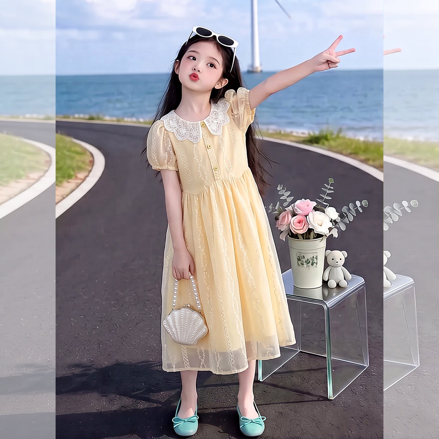 女童连衣裙夏季2026新款小女孩独特漂亮公主裙中大童夏装儿童裙子