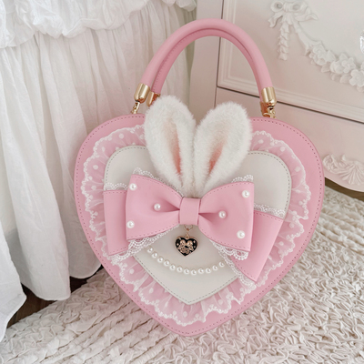 【收藏】兔耳爱心包绵羊泡芙原创设计lolita可爱甜娘花边珍珠手提