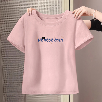 正肩圆领短袖女t恤修身显瘦上衣