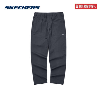 Skechers斯凯奇秋男梭织长裤舒适透气休闲运动 L324M008/0403