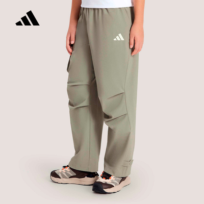 adidas阿迪达斯拒水梭织工装宽松运动休闲裤2026夏男大童 KG7854