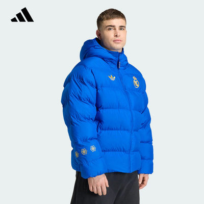 阿迪达斯皇马中国结马年新年款足球连帽棉服训练服夹克外套JZ2238