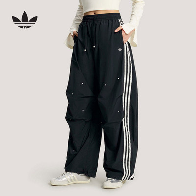 adidas阿迪达斯三叶草宽松阔腿伞兵工装裤2026春女梭织长裤KS2865