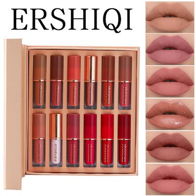 12 Shades Non-stick Lip Makeup 多色唇彩组合 哑光珠光口红